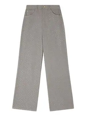 Sandro Diamante-embellished Relaxed-fit Denim Jeans - Grey