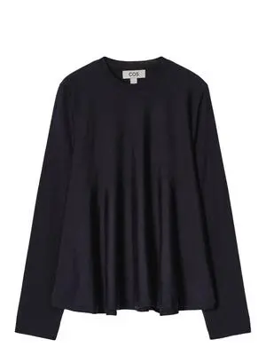 Cos Trapeze Merino Wool Sweater - Navy