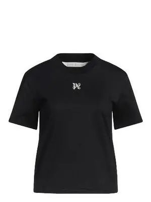 Palm Angels T-shirt With Embroidered Logo - Black