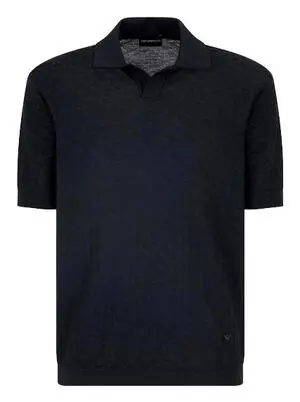 EMPORIO ARMANI Us Exclusive Woven-Effect Virgin-Wool Jumper With A Polo-Shirt Collar