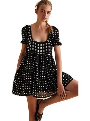 Free People Free People Daisy Dots Mini Dress Black Combo