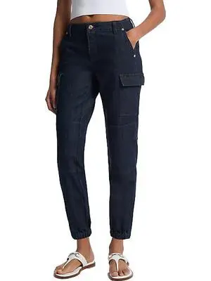 Michael Kors Washed Stretch Denim Cargo Jeans - Blue