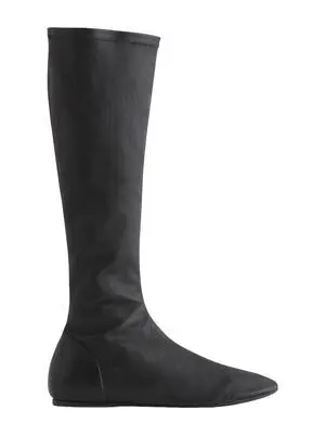 Co Stretch Leather Knee-high Bootie - Black