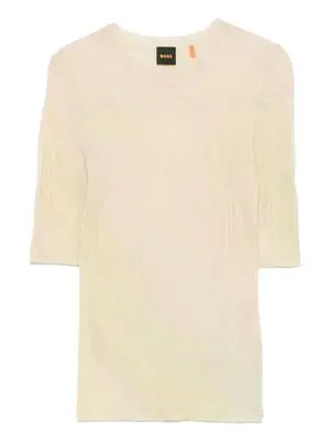 BOSS Fine-ribbed T-shirt - Neutrals
