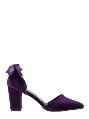 FOREVER & ALWAYS SHOES Block Heel Pumps With Pearl Ankle Strap Purple Velvet