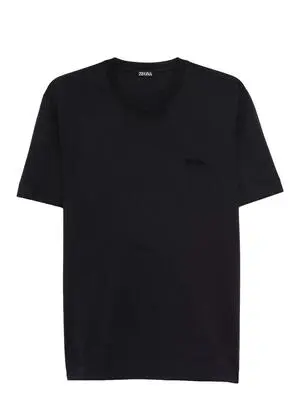 Zegna Logo-embroidered T-shirt - Blue