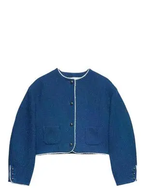MSGM Contrast-trim Jacket - Blue