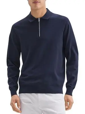 Theory Polo Quarter Zip Fine Knit - Baltic