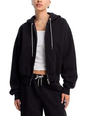 Alexander Wang Rhinestone Drawstring Hoodie - Black