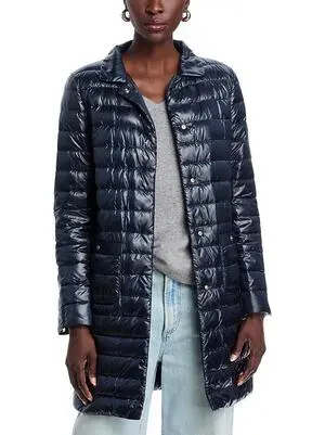 Herno Shiny Puffer Coat - Navy/white