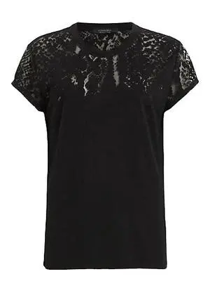 ALLSAINTS Anna Snake-embroidered T-shirt - Black
