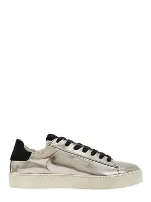 ALLSAINTS Shana Metallic Leather Low-top Trainers - Silver/black