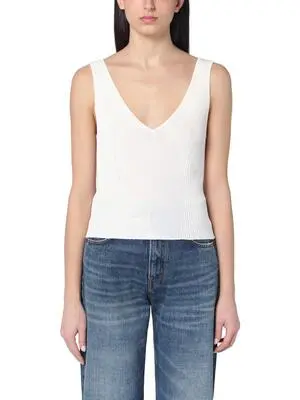 GOLDEN GOOSE Ribbed Tank Top - Beige