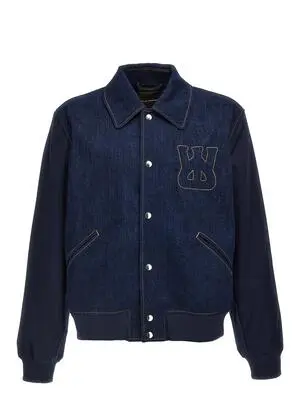 WALES BONNER The Echo Denim Varsity Jacket - Blue