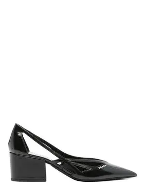 Prada Leather Cut-out Pumps - Black