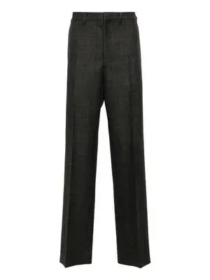 Prada Prince Of Wales Check Cotton Trousers - Grey