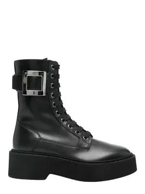 ROGER VIVIER Viv Rangers Leather Boots - Black