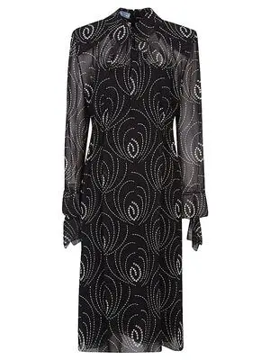 PRADA Prada Printed Silk Blend Midi Dress