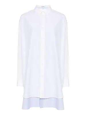 Loewe Cotton And Silk Blend Shirt Dress - White