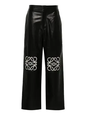 Loewe Anagram Baggy Leather Trousers - Black