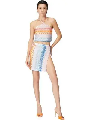 Missoni Zig Zag Lamé Viscose Blend Sarong Mini Skirt - Multicoloured