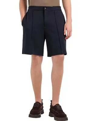 Emporio Armani Textured Elastic Waist Shorts - Navy Blue