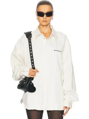 Balenciaga Large Fit Long Sleeve Shirt - White