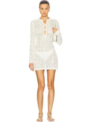 Loulou De Saison Evan Crochet Mini Dress - Ivory