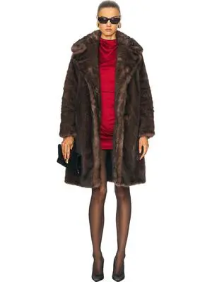 Nour Hammour Evita Faux Fur Coat - Brunette