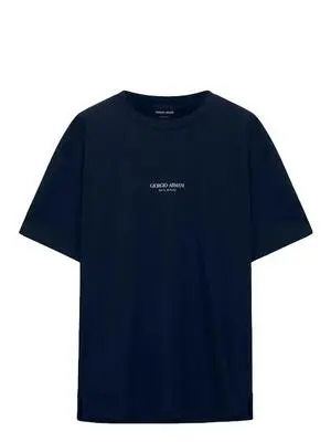 Giorgio Armani Cotton Interlock Crew-neck T-shirt - Blue