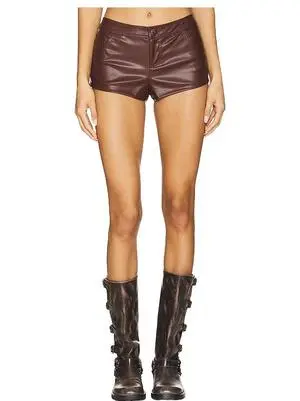 Superdown Gianna Faux Leather Shorts - Brown
