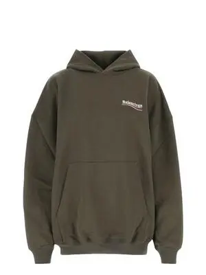 Balenciaga Campaign Logo Embroidered Oversized Hoodie - Military Green