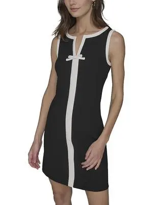 Karl Lagerfeld Paris Split V-neck Dress - Black/soft White