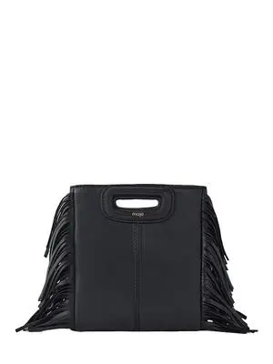 Maje Mini Leather Fringe Bag - Black