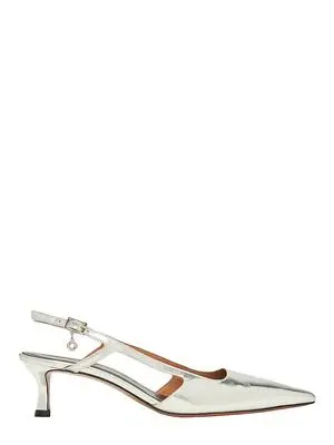 Maje Leather Strappy Heels - Silver
