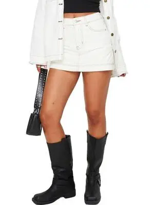 Princess Polly Katlynne Denim Skort - White