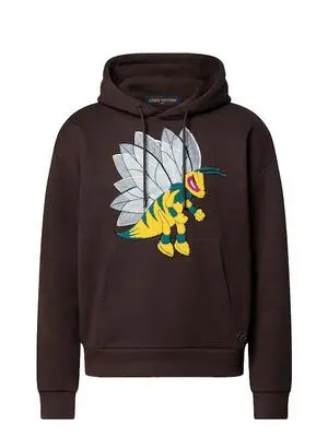 LOUIS VUITTON Graphic Bee Patched Hoodie - Brown