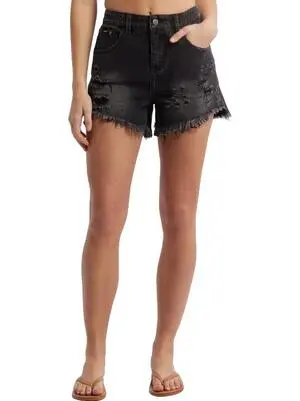 Rip Curl Ripped Denim Shorts - Black