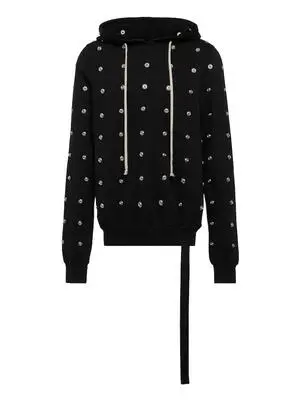 Rick Owens Granbury Studded Cotton Jersey Hoodie - Black