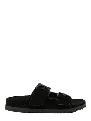 JAMES PERSE Suede Buckle Slides - Black