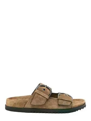 JAMES PERSE Suede Buckle Sandals - Brown