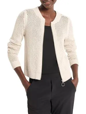 NIC+ZOE Open Stitch Zip-up Cardigan - Cobblestone