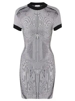 Jean Paul Gaultier Morphing Pinstripe Jacquard Jersey Minidress - Black