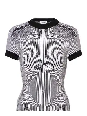 Jean Paul Gaultier Morphing Pinstripe Jacquard Jersey Top - Black