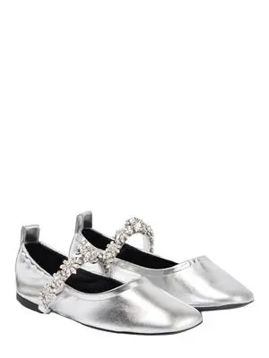 Stella McCartney Elsa Metallic Faux Leather Ballet Flats - Silver