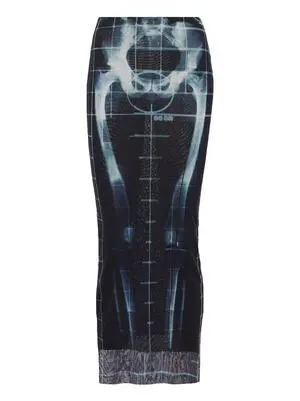 JEAN PAUL GAULTIER Squeletor Mesh Maxi Skirt - Blue
