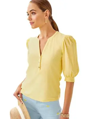 LILLY PULITZER Ronson Knit Top Finch Yellow