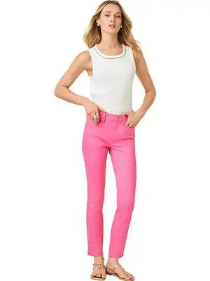 LILLY PULITZER High-rise Skinny Jean With Lace Hem - Cherry Blossom Pink