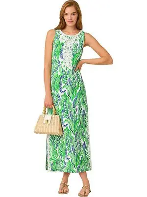 LILLY PULITZER Marleigh Maxi Shift Dress - Putting Green Oversized Lilly Of The Valley