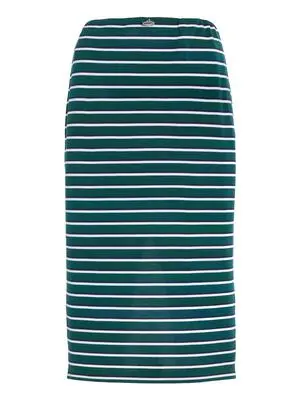 Prada Striped Cotton Pique Midi Skirt - Blue
